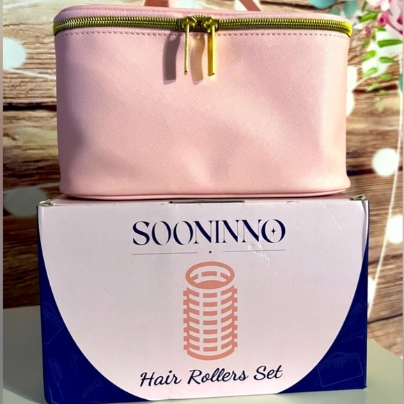 Hair | New 38pc Jumbo Hair Rollers Large Pink Cosmetic Bag Comb 24 ...